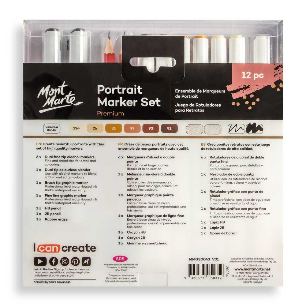 Mont Marte - Portrait Marker Set Premium 12pc – Abby Rose Collective