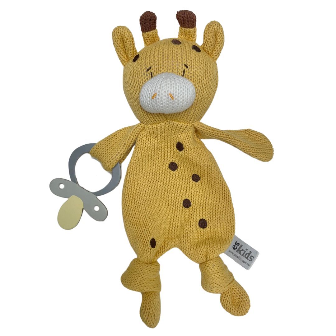 ES Kids - Comforter with Dummy Holder Baby Knitted Eco Giraffe – Abby ...
